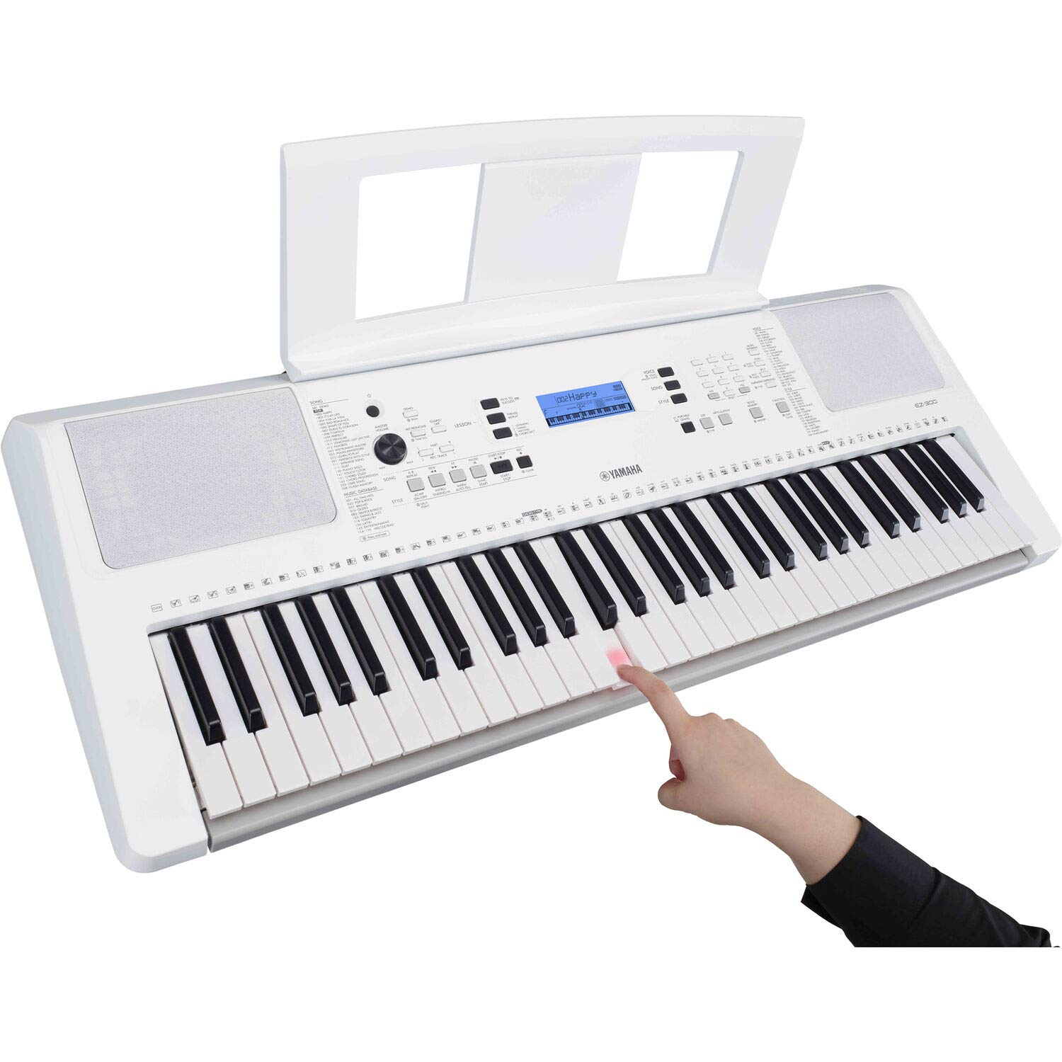 Genesis Bundle Yamaha EZ-300 61-Key Portable Keyboard with Lighted Keys Bundled with Power Supply, Foot switch, Stereo Headphones, and 2-Year Extended Warranty
