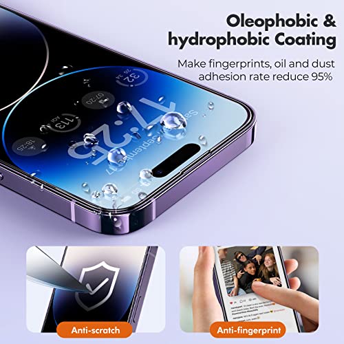 UNBREAKcable 3-Pack Screen Protector for iPhone 14 Pro, Shatterproof Tempered Glass [Easy Installation Frame] [9H Hardness] for iPhone 14 Pro 6.1"