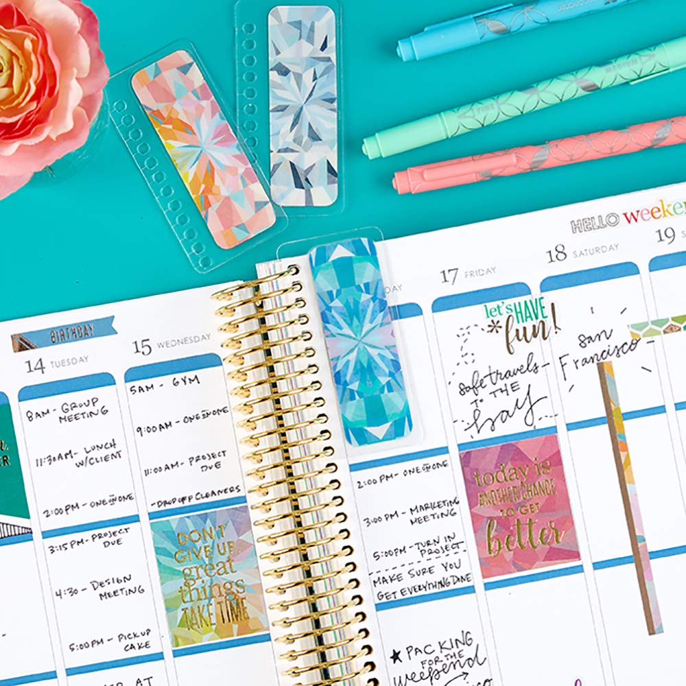 Erin Condren Designer Accessories Snap - in Mini Bookmarks Trio for Erin Condren Planners - Kaleidoscope Design Theme. Compatible with Spiral Notebooks, Planners, or Agendas
