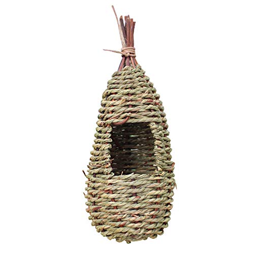 NC Hand-Woven Pet Bird Nest Hut Cage Feeder Parrot Parakeet Toy House Natural Outdoor