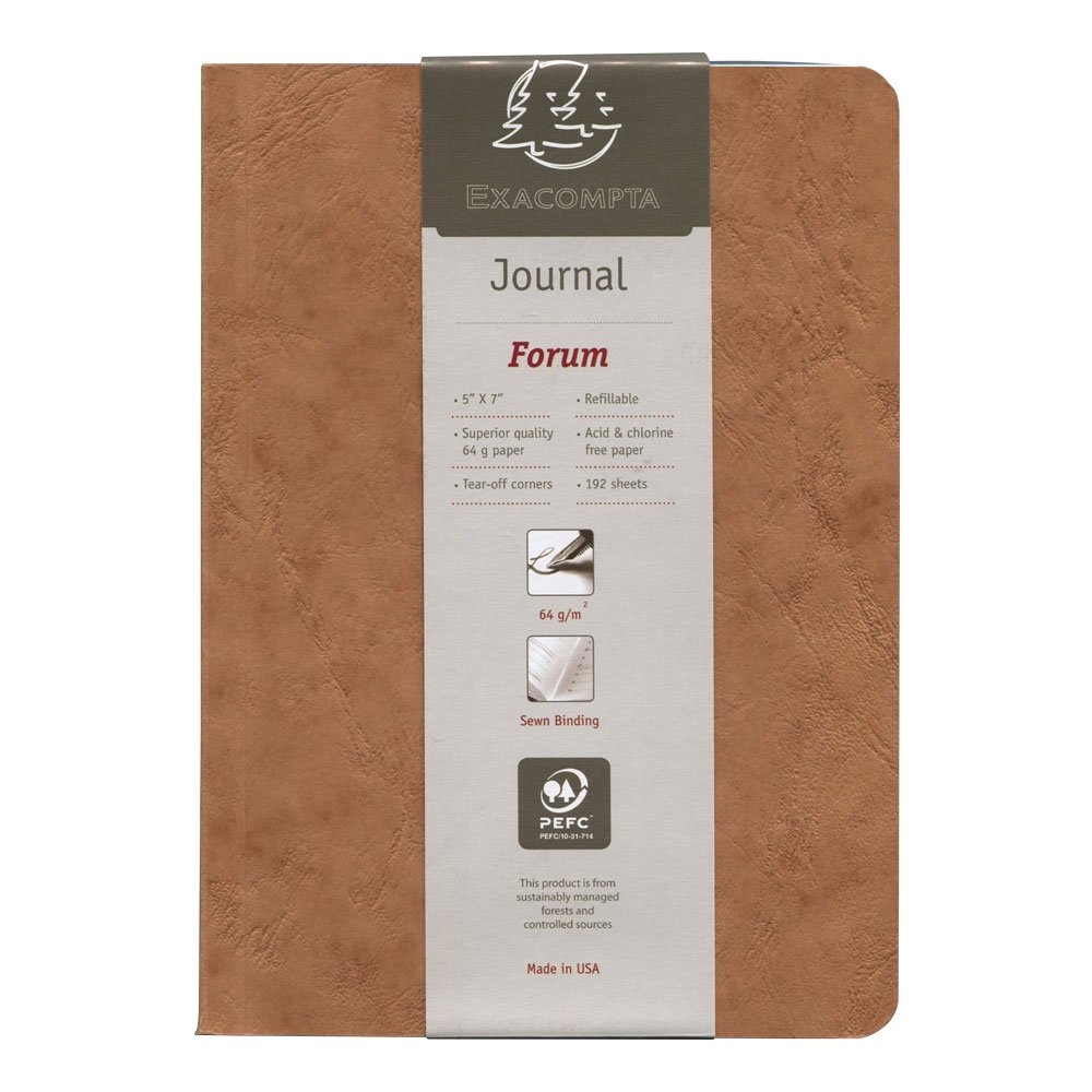 Exacompta Compact Desk Journal - Blank 190 Sheets - 5" x 7" - Tan