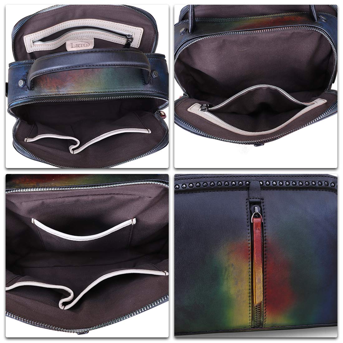 Genuine Leather Satchel Handbag Purse for Women Retro Handmade Top Handle Designer Crossbody Bag (Multicolor3)