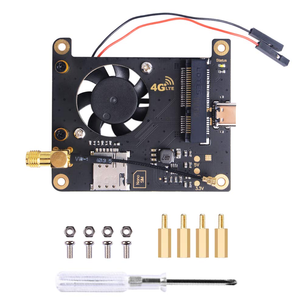 GeeekPi RPi 4G / 3G Hat for Raspberry Pi Zero/Zero W/Zero WH/2B/3B/3B+/4B,Jetson Nano,Supports SMS, MMS, Mail, TCP, UDP, DTMF, HTTP, FTP