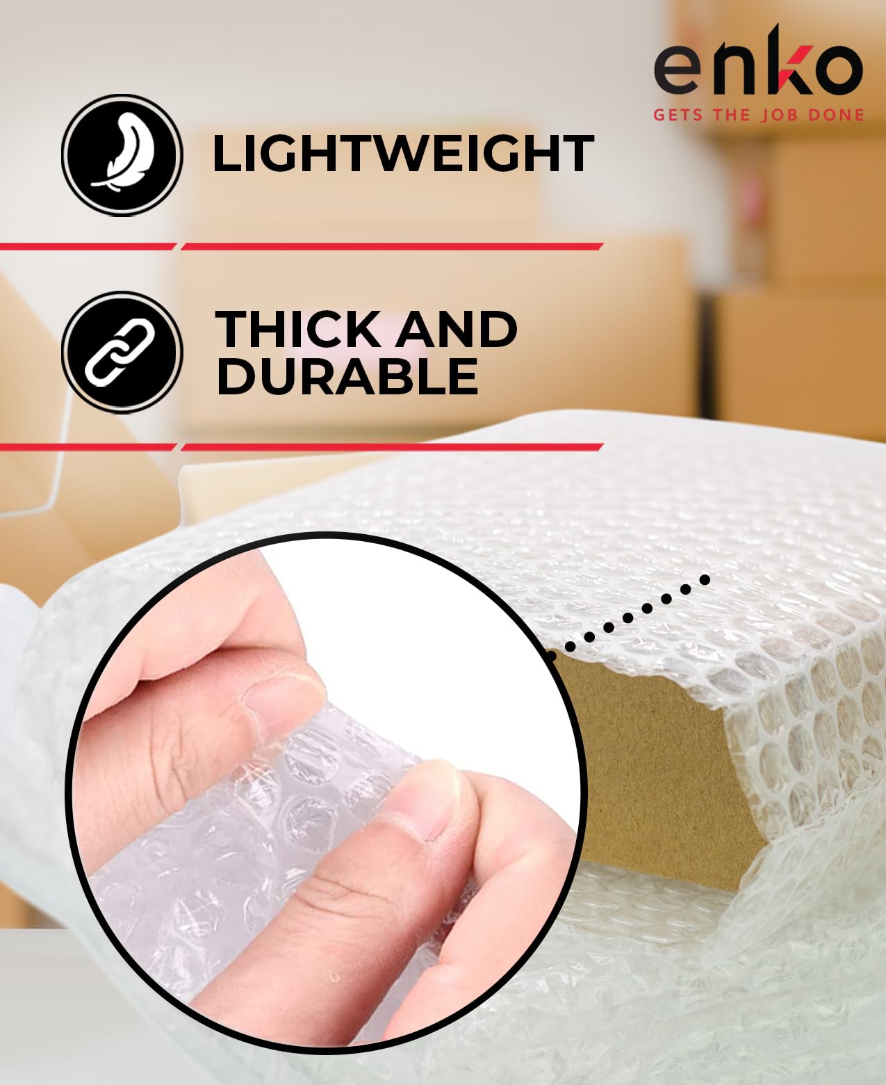 enKo (1 Pack) 12 inch x 72 feet Bubble Cushioning Wrap Roll Perforated 20 Fragile Sticker Labels for Moving Shipping Packing Boxes Supplies
