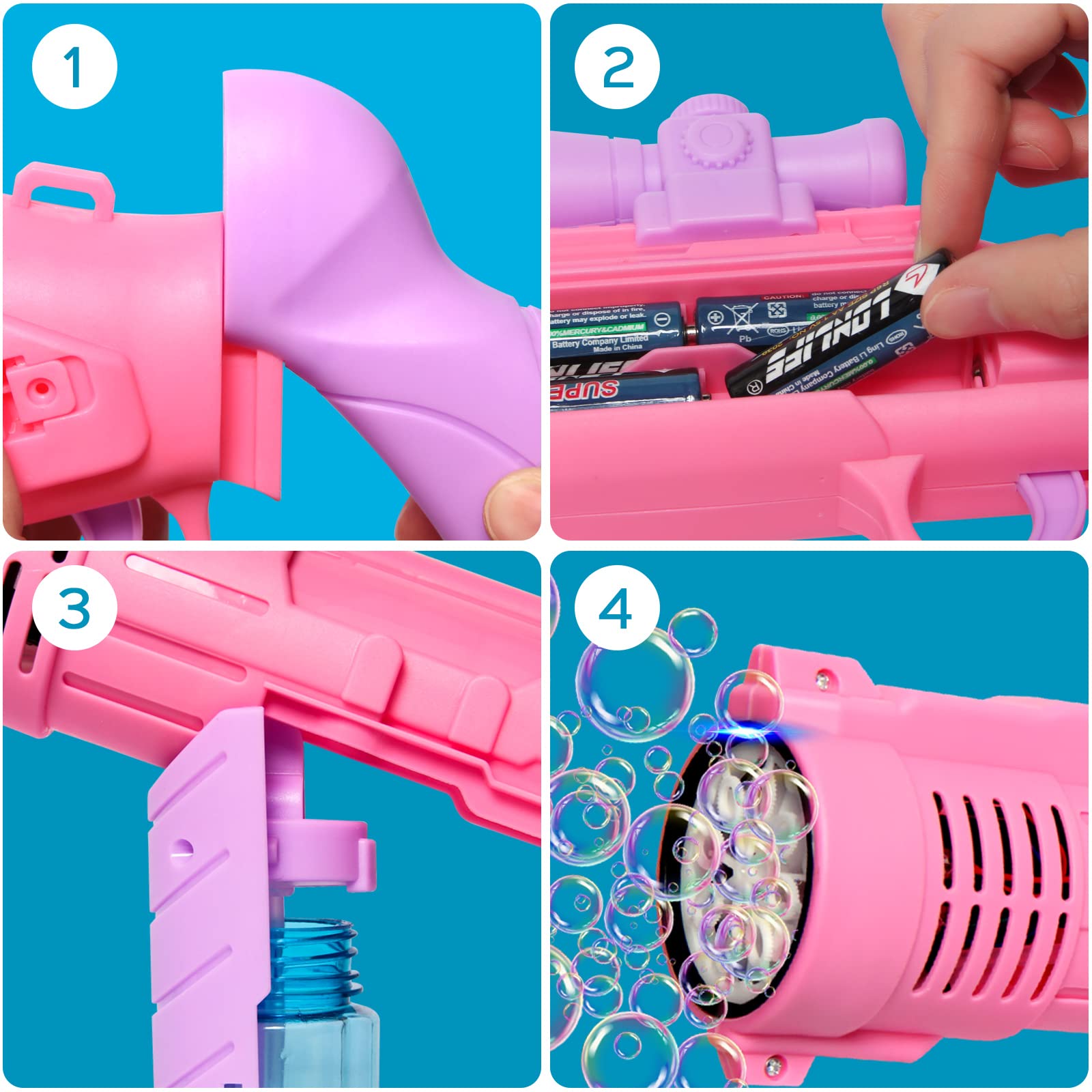 GreatPro Rifle Bubble Gun, Bubble Machine Bubble Shooter for Kids with Bubbles 5000+ Per Minute with Bubble Solution*2 for Outdoors Activity/Party/Birthday Gift, Bubble Blower Toys for Kids/Toddlers
