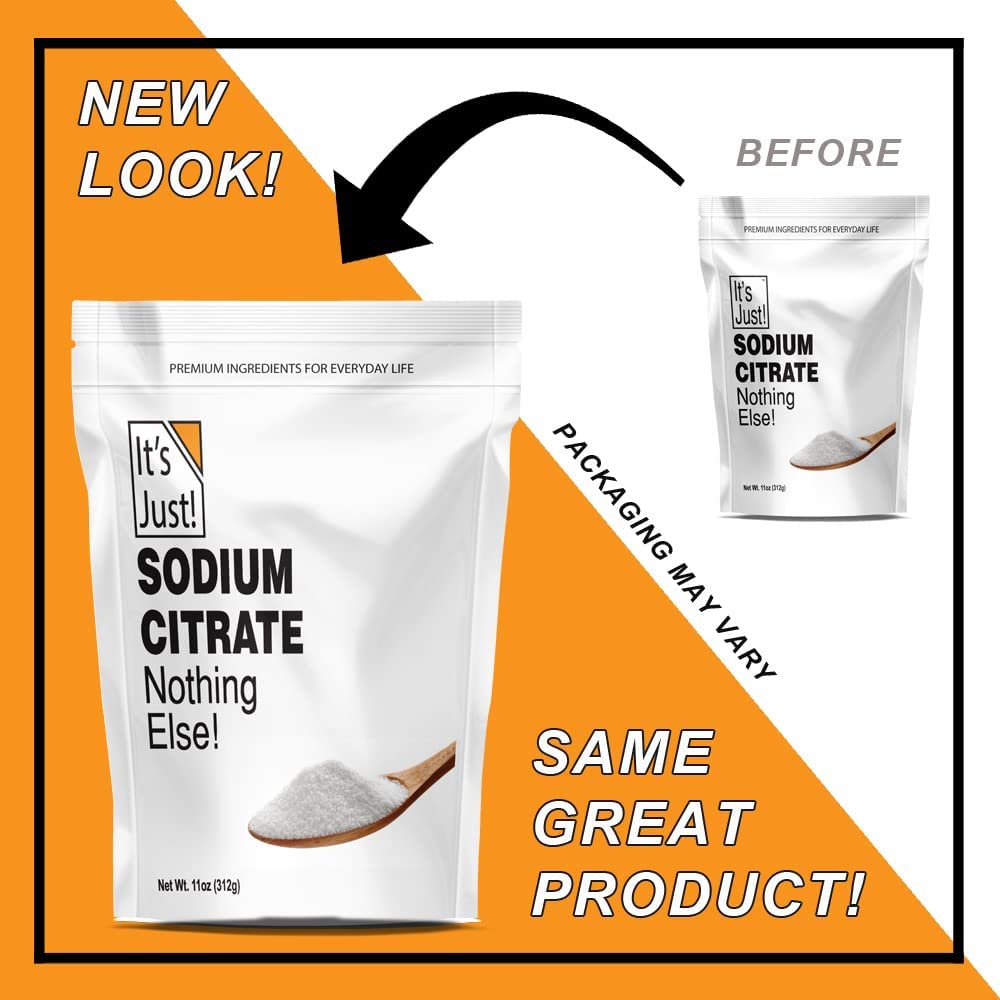 It's Just - Sodium Citrate, Food Grade Thickener, Non-GMO, Cheese Sauce Emulsifier, Spherification, Preserve Foods, 11oz