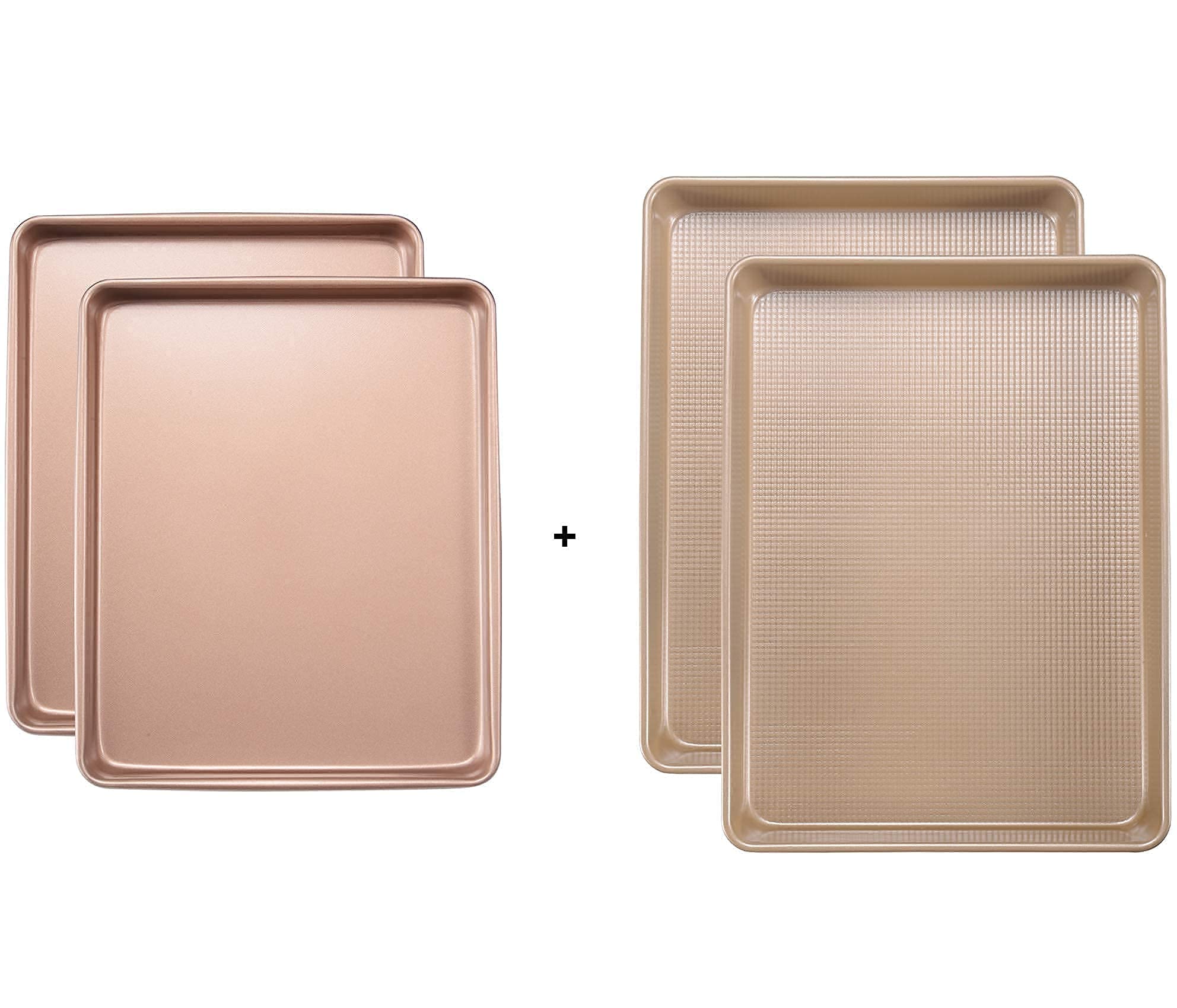 Joho Baking Sheet Pans Cookie Sheet,Nonstick Bakeware Cookie Pan Set,Cookie Baking Pan for oven, 13inch,15inch, Gold
