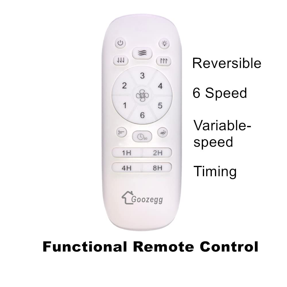 Goozegg Ceiling Fan No Light Remote Control Modern 3 Blades Reversible DC Motor, 48-inch, White