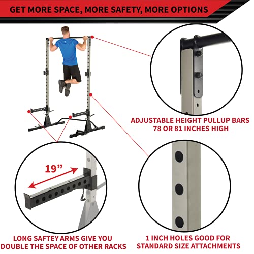 Fitness Reality Multi-Function Adjustable Power Rack Squat Stand with The 1000 Super Max Bench
