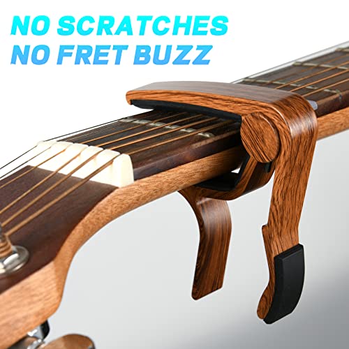 Guitar Tuner and Guitar Capo, Clip-On Tuner with Rosewood Color Capo for Acoustic Electric Guitar Bass Ukulele