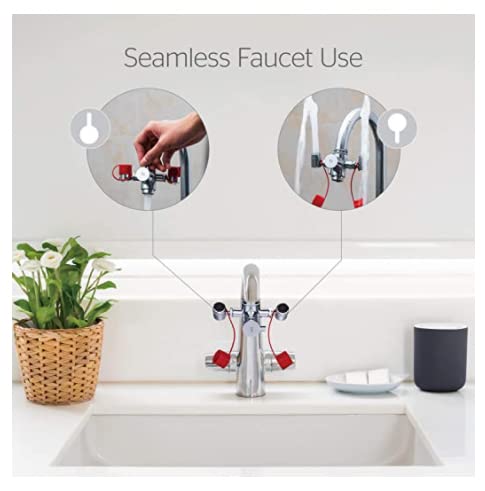 Eyewash Station with Covers, Faucet Mounted Eyewash Station Sink Attachment, Continuous Flow, First AID Emergency Eye Flush Shower for Sink, 100% ANSl Z358 Standard