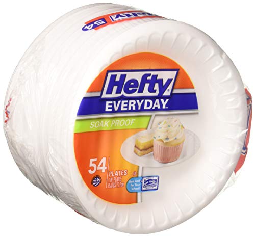 Hefty Everyday Foam Snack Plates, 7 Inch Round, 54 Count (Pack of 8), 432 Total
