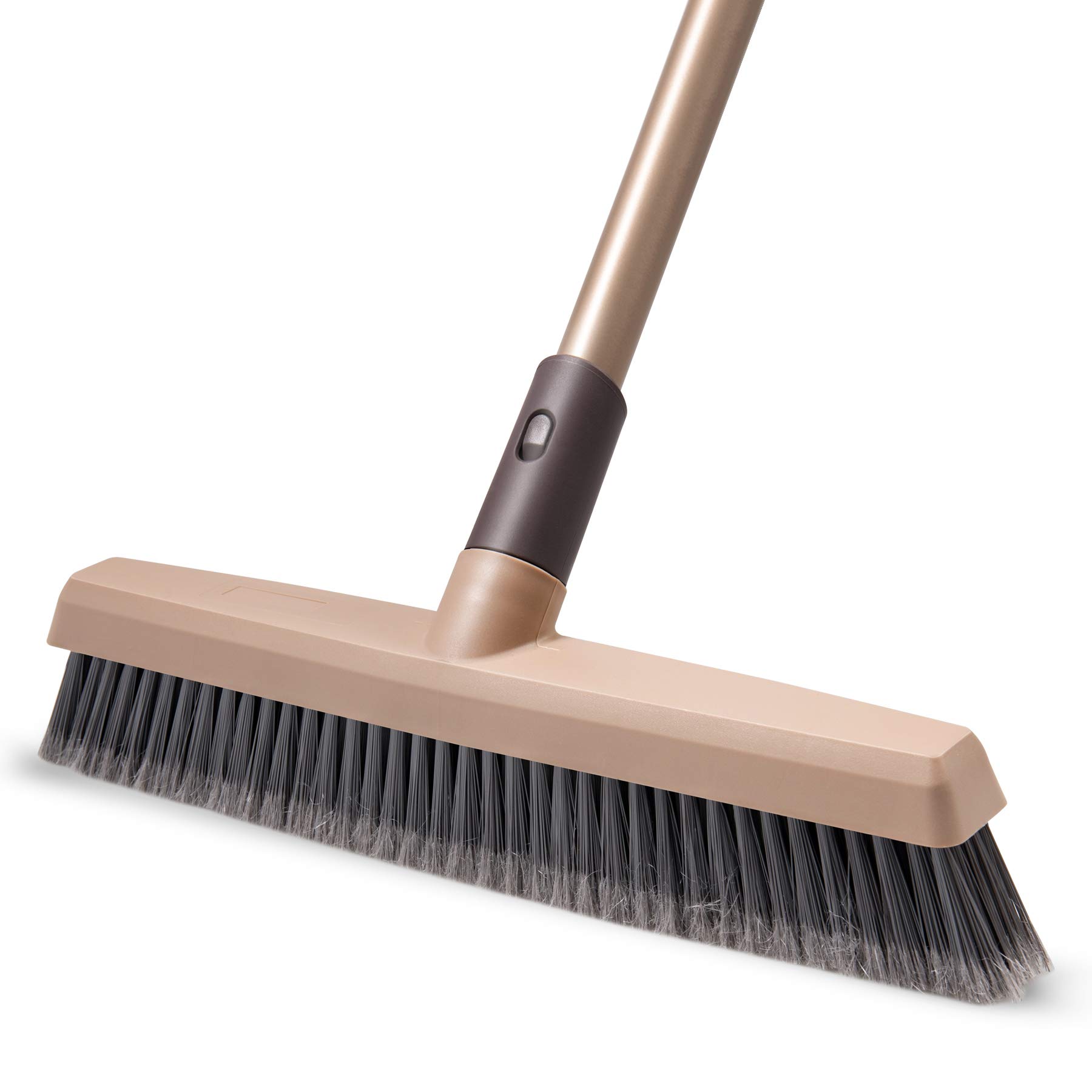 Eyliden Push Broom, 12.6" Wide Multi-Surface Angle Broom, 48" Long Handle, Stiff Bristle Broom Brush for Cleaning Tile Bathroom Patio Garage Deck Concrete Wood Stone Tile IndoorOutdoor Rough Floor