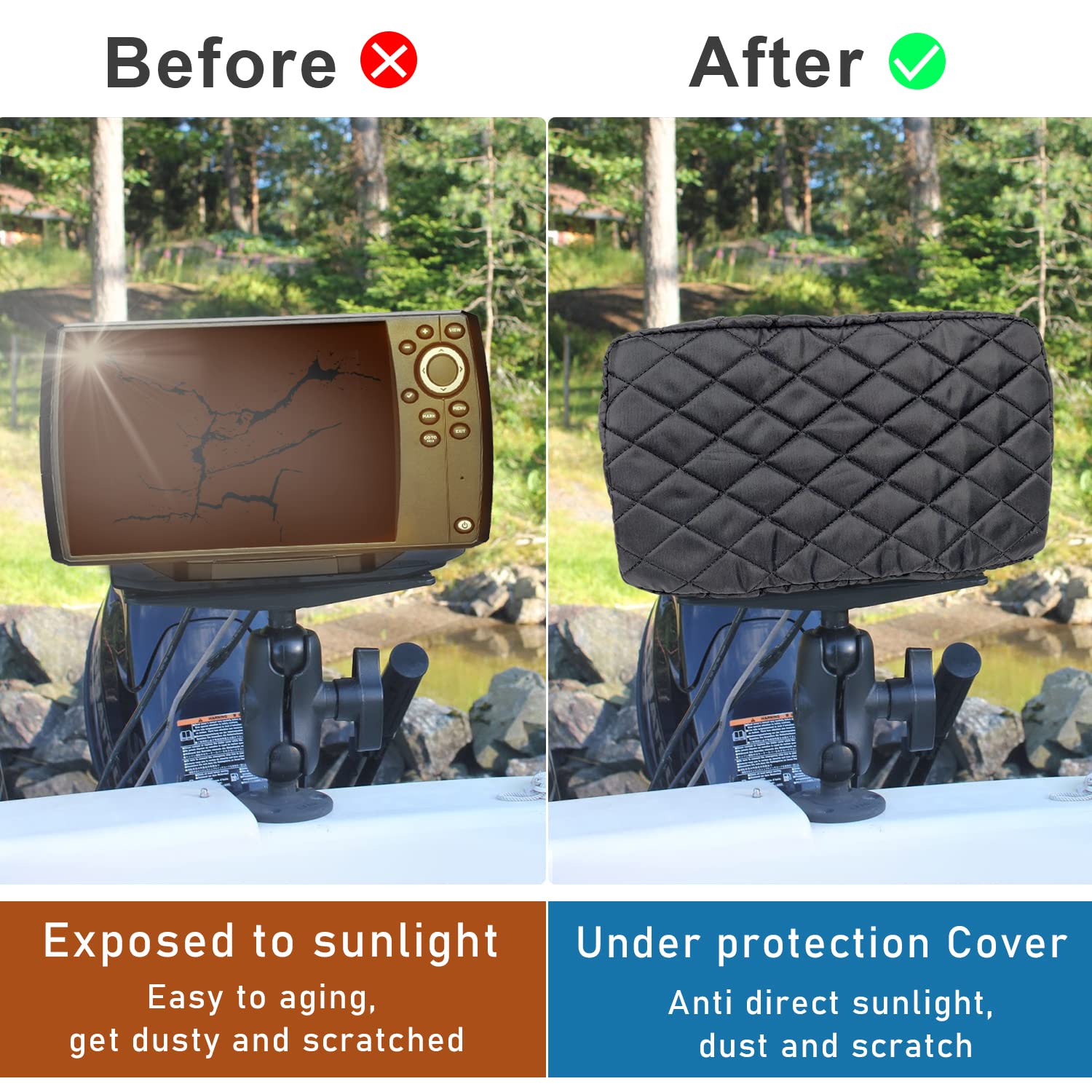 Fish Finder Cover for Humminbird Helix 7 All Series, Splash-Proof Sun Cover for H7 Gimbal Mount Installations, Protects Your Screen from Sun/Weather Damage with Drawstring