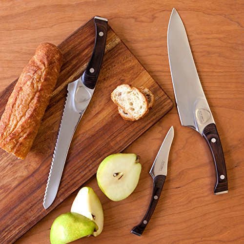 Knork Pakkwood Cutlery Chef Knife, 3 + 1 Piece Set, Silver