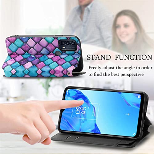 FTRONGRT Case for Tecno POP 4, with Mobile Phone Holder, Fall-Proof, Suitable for Tecno POP 4 Folding Mobile Phone Leather Protective Shell.Purple Scales
