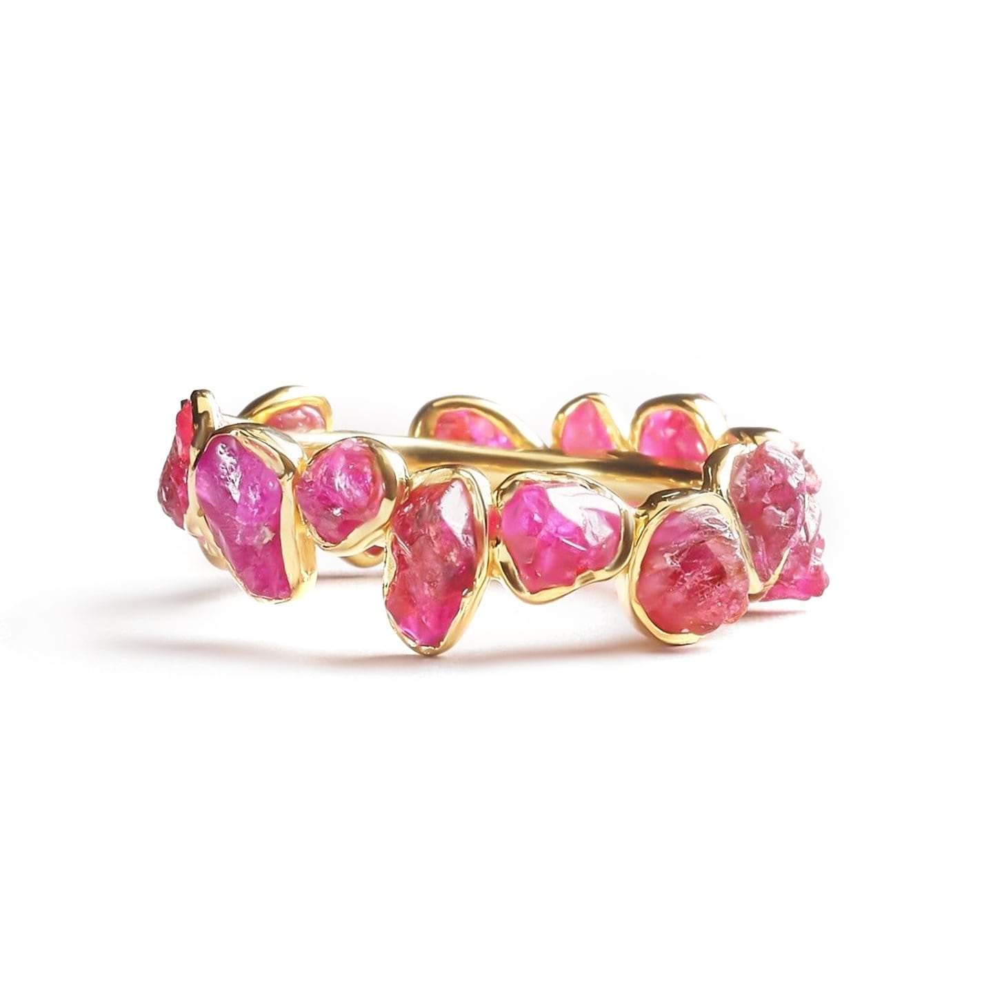 german kabirski 4.40 Carat Pink Ruby Handmade Ring in 925 Sterling Silver with Gold Plating Size 7