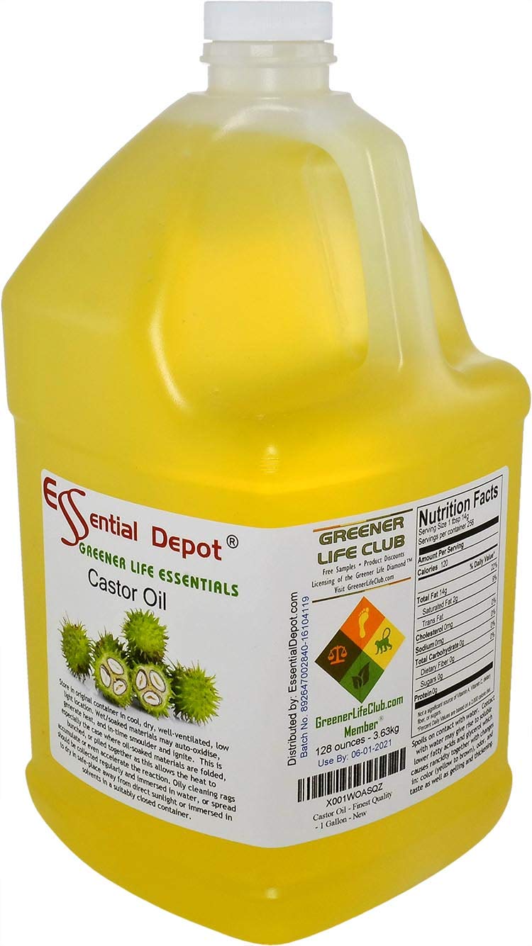 Essential Depot Castor Oil -1 Gallon - 128 oz - safety sealed HDPE container with resealable cap