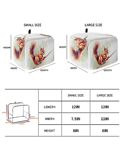 Squirrel Toaster Cover, 4 Slice Toaster Cover Cute Aniaml Fall Atutumn Kitchen Small Appliance Covers, Dust and Machine Washable Bread Maker Cover (12w X 11d X 8h)