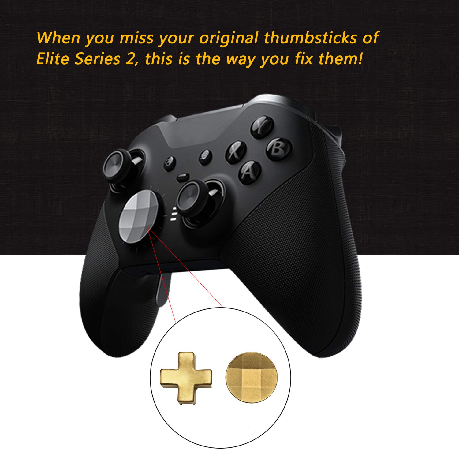 EASEGMER Elite Series 2 Accessories Kit, 2 Pcs D-Pads Interchangeable Metal Video Game Replacement Parts for Xbox One/Xbox One Elite/Xbox One X/Xbox One S/Xbox One Elite Series 2 (Gold)