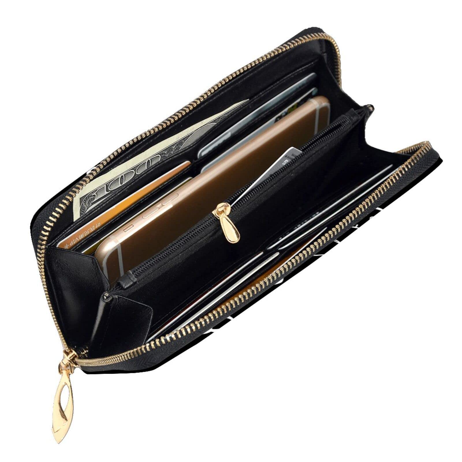 JunnLend Men'S Credit Card Wallet Long Wallet Leather Zipper Wallet, Women'S Multifunctional Wallet One Size