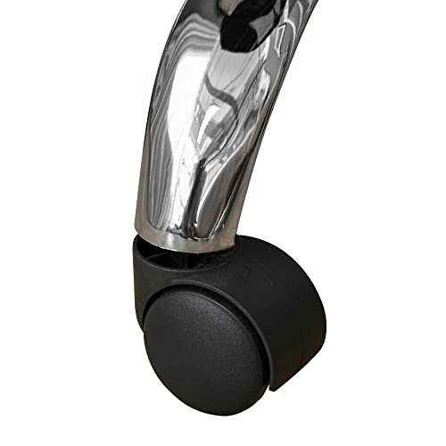 HOMCOM Round Rolling Stool with Height Adjustable Lift, Vanity Chair with Luxury Style Upholstery, Office Chair with Swivel Seat and Wheels for Work Spa Salon, Black