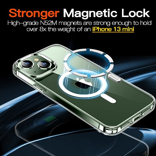 Redpepper Magnetic for iPhone 13 Mini case[Compatible with Magsafe][Tempered Screen Protector][Non-Yellowing] Slim Shockproof for iPhone 13 Mini Phone case Cover 5.4 Inch-Clear
