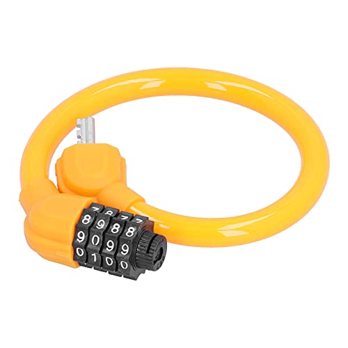 Gaeirt Bike Cable Lock, Cycling Accessories Waterproof and Dustproof with 4 Digit Passwords Technology for Cycling(Orange)