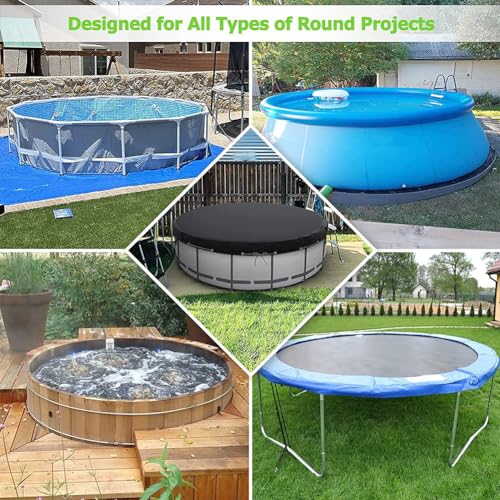 EastVita 24FT Round Winter Pool Cover for Above Ground Pools with Drawstring Design Solar Covers Protector Hot Tub Cover Black