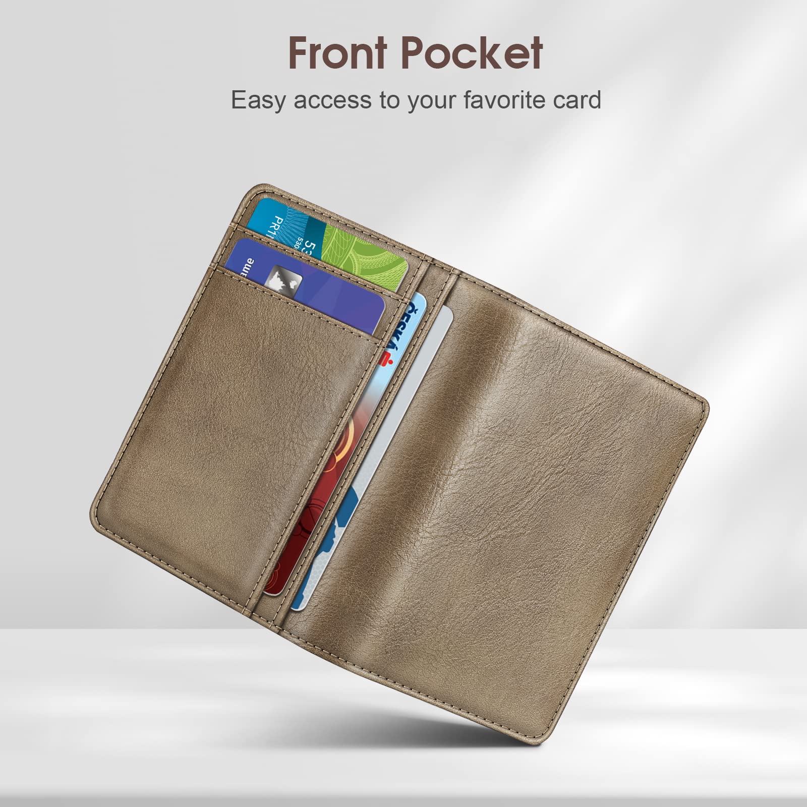 Fintie Bifold Credit Card Holder for Men and Women, Premium PU Leather Slim Minimalist RFID Blocking Card Cases Wallet with ID Window (Khaki)
