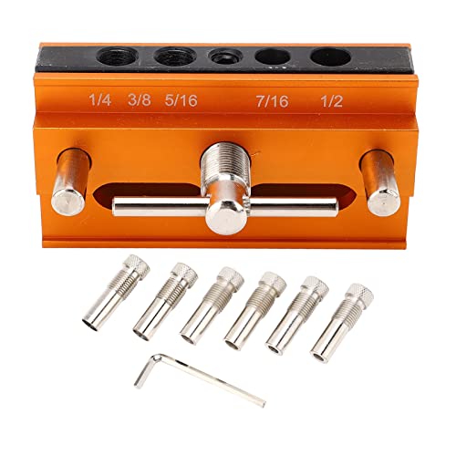 Self Centering Dowel Jig Kit,Drilling Guide Bushings Set Aluminum Alloy Anodized 4 Holes Drill Positioner Puncher Locator Joints Tool For Woodworking