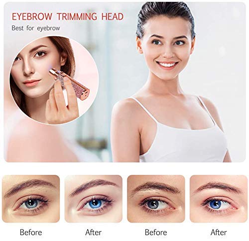 Eyebrow Trimmer Shaver for Ladies, Eyebrow Hair Removal Razor with Light,2 in 1 Rechargeable Facial Hair Remover with Replaceable Heads