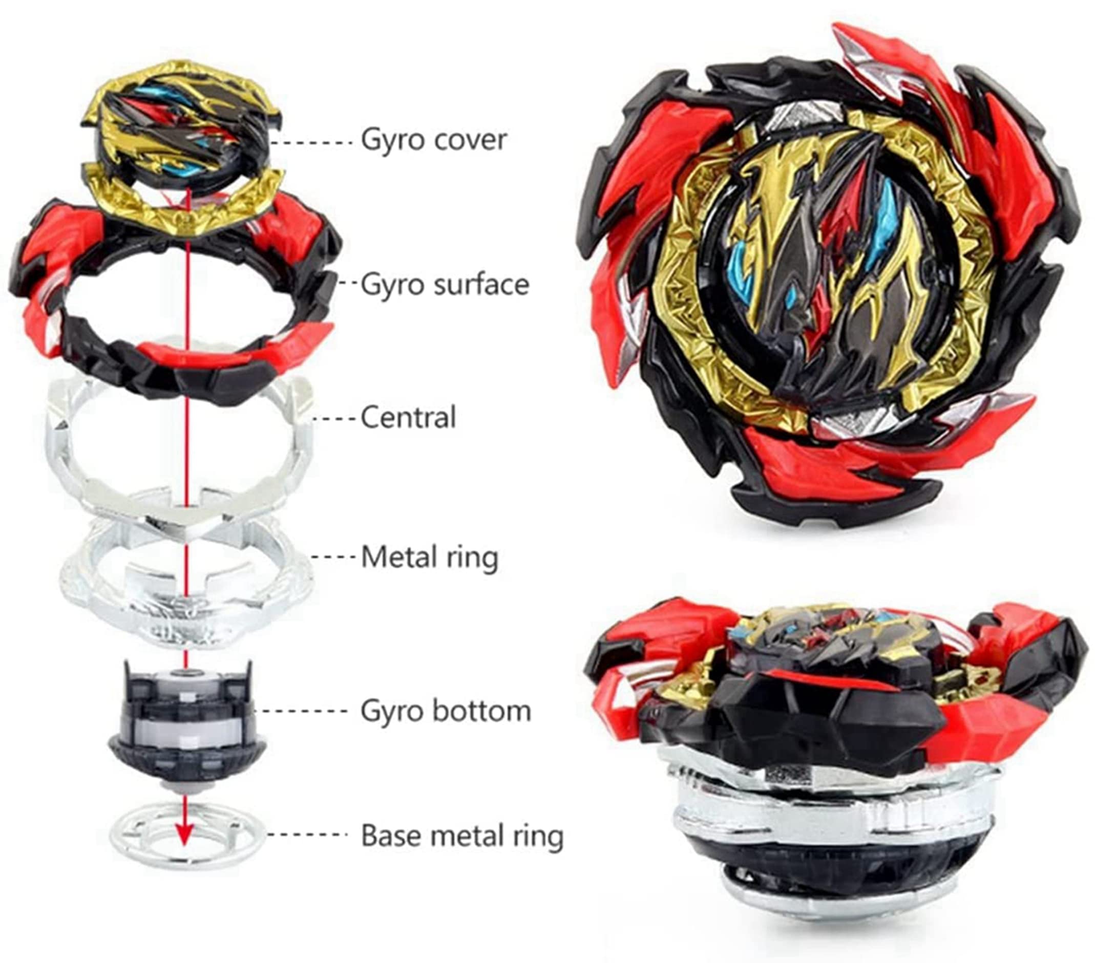 Left Right Sparking Launcher Bey Burst Evolution Battling Tops Blade Blades Lr String Launcher Grip DB B-191 Dangerous Belial All Might-2 Dynamite Battle Starter Set Gaming Toy Gifts for Boys