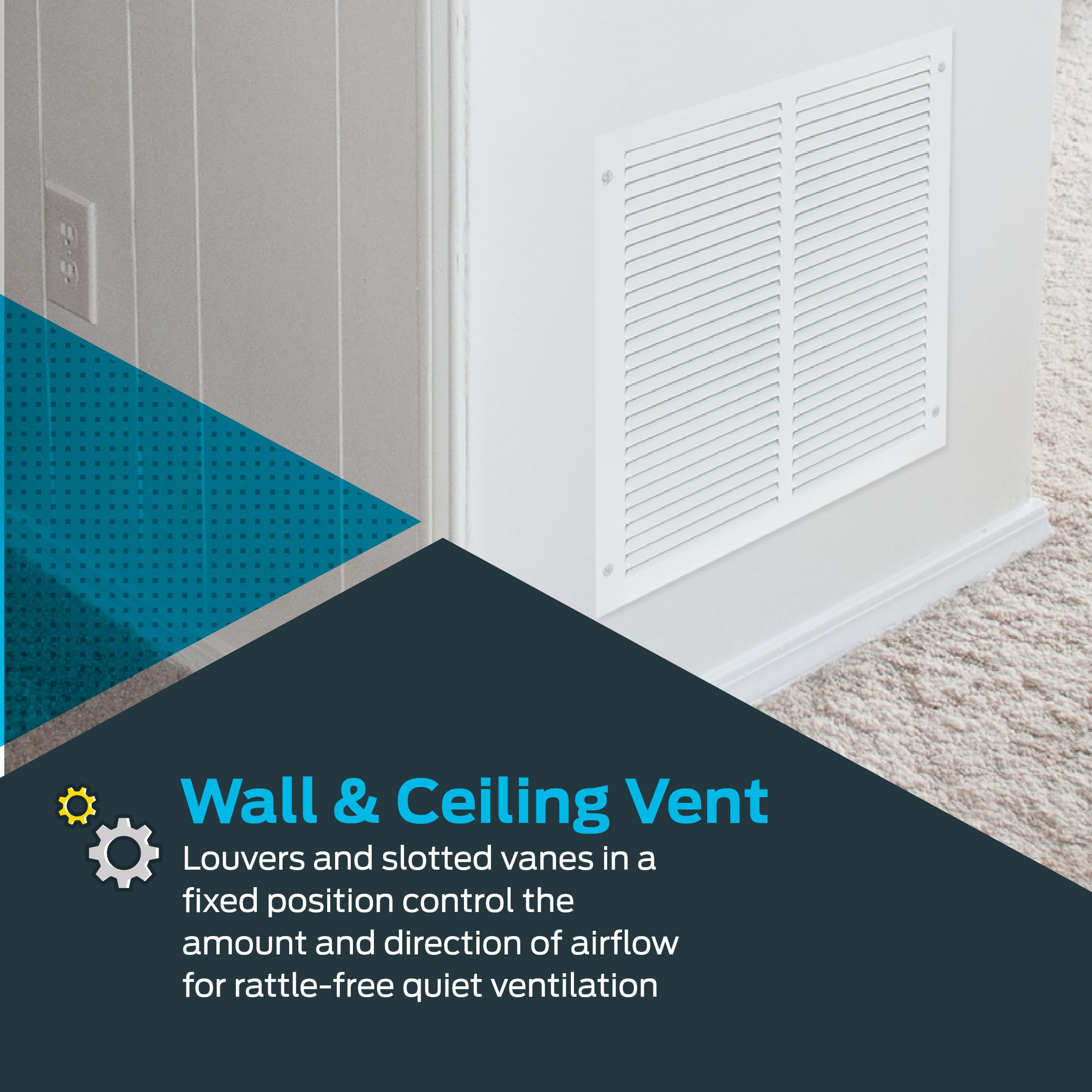 EZ-FLO 16 x 16 Inch (Duct Opening) White Return Air Vent Cover for Wall or Ceiling, 17-3/4 Inch x 17-3/4 Inch (Overall Dimensions), Solid Steel Return Air Grille, HVAC Air Return, 61641