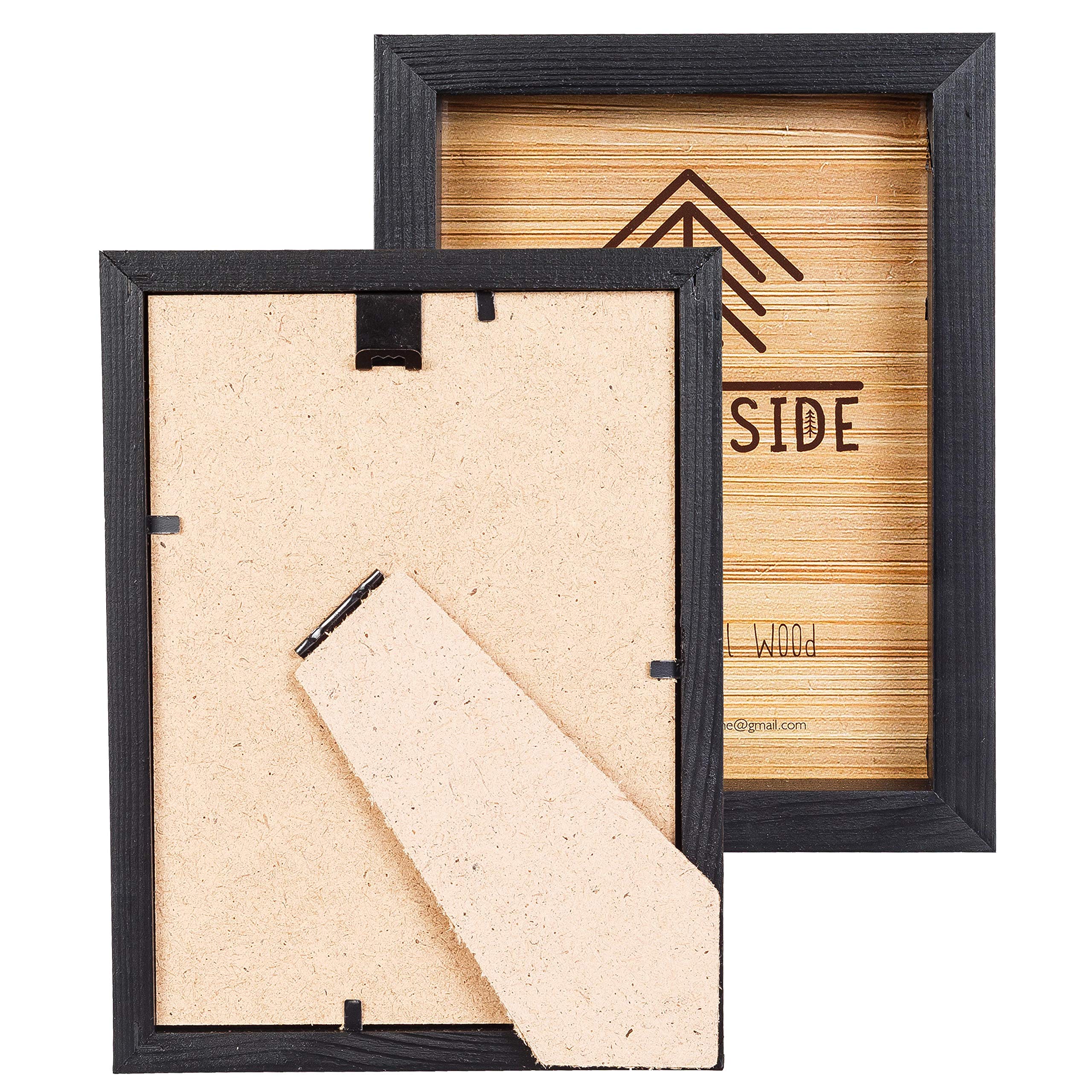 Green Wooden Picture Frames 8x10 Set of 2 - Natural Rustic Solid Wood Thick Borders, Wall Mount and Tabletop Display