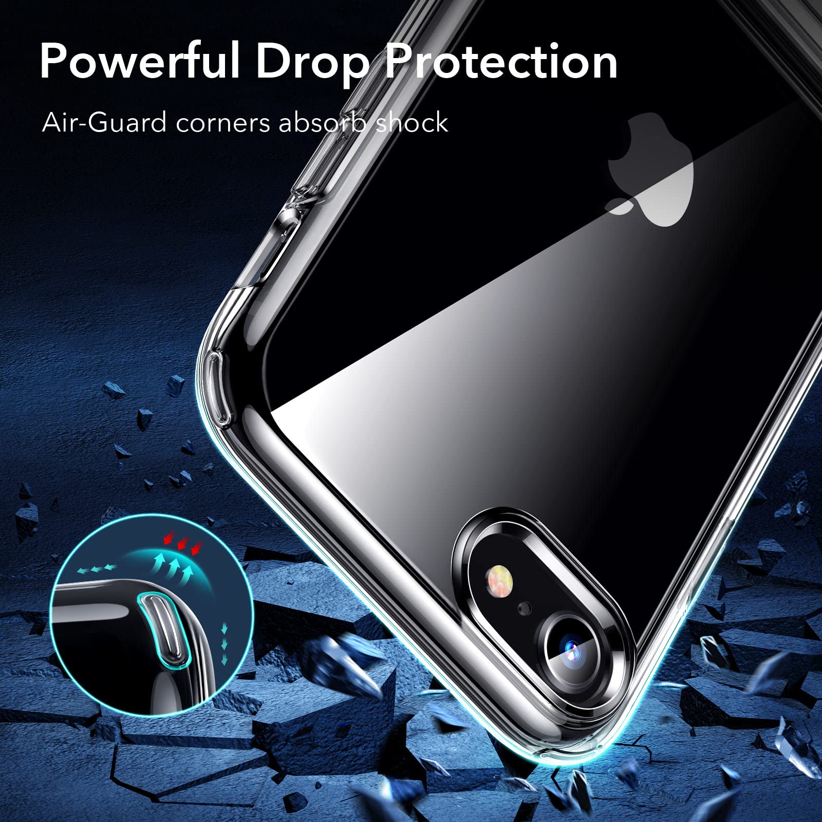 ESR Metal Kickstand Compatible with iPhone SE 2022 Case/iPhone SE 2020 Case/iPhone 8 Case, Patented Two-Way Stand, Powerful Drop Protection, for iPhone SE 3/2 case, Clear