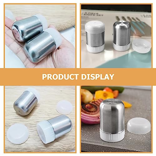 Stainless Steel Container 2PCS Salt and Pepper Shakers with Pour Holes Stainless Steel Dispenser Seasoning Bottles Condiment Jar for Kitchen Cooking Stainless Steel Containers