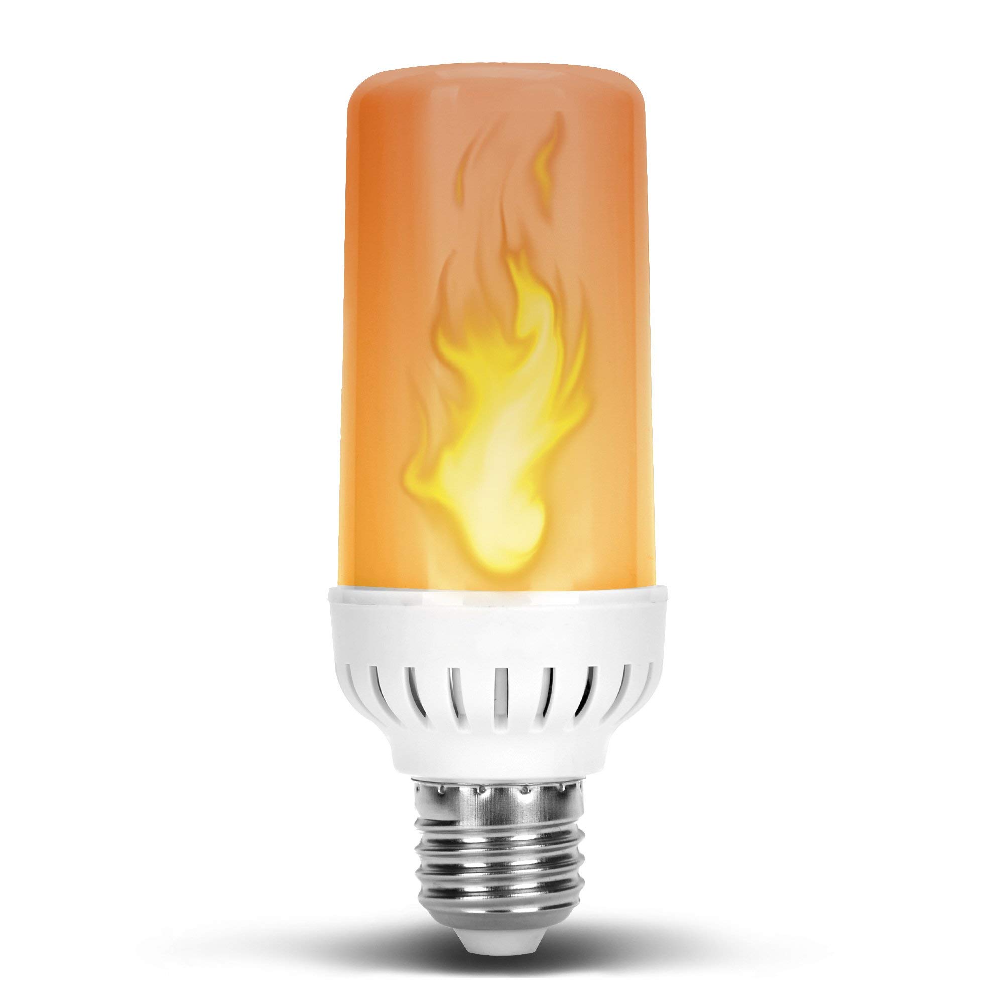 Flame Flickering Glowing Amber Fire Effect LED Light Bulb in E26 Medium Edison Screw Base DC 12 Volt Landscaping Low Voltage Lighting for Home Landscape Outdoor Battery System 4W