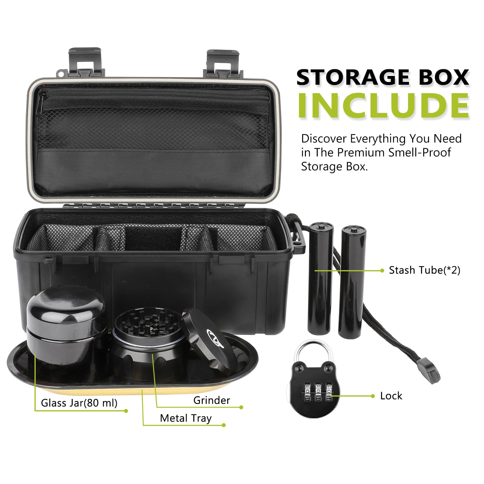OZCHIN Black Storage Box Resistant Storage Container with Combination Lock ABS Plastic Storage Box (Box Set)