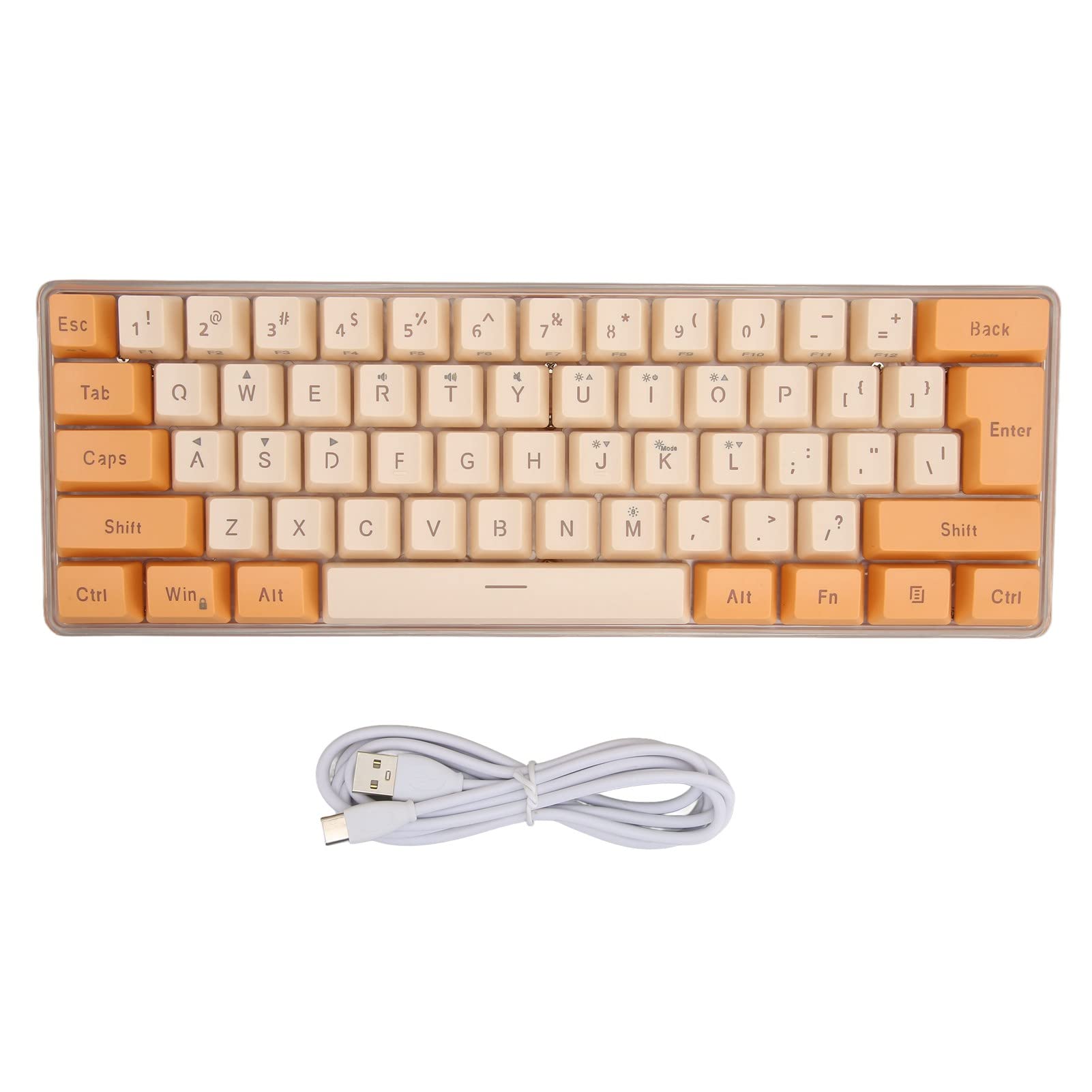 Leftwei Mechanical Keyboard Contrast Color Gaming Keyboard Suspend Hilo Keycap FN Shortcut Key Ultra Small (Orange Beige)