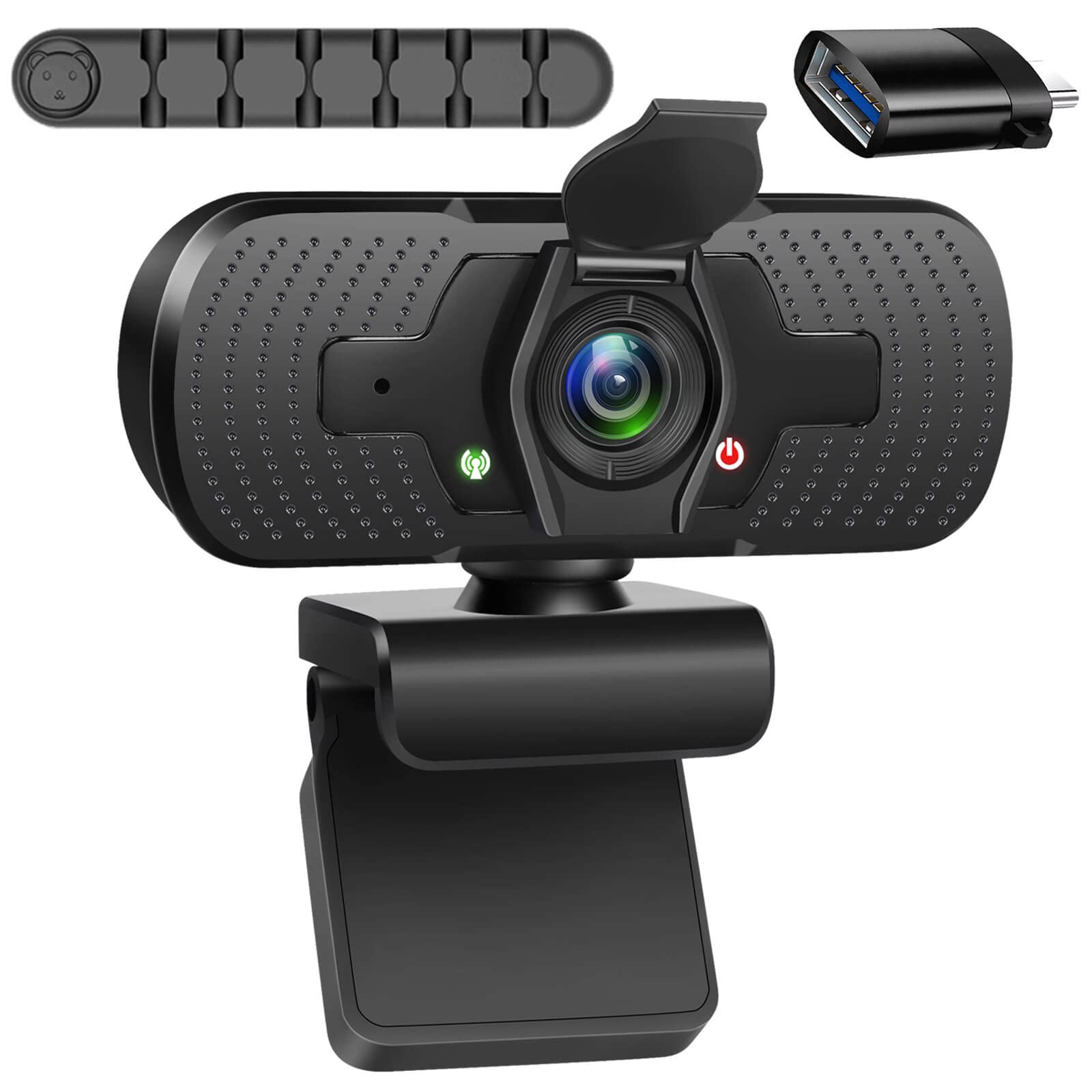 Maylibet USB C Webcam with Microphone/Privacy Cover/Cable Holder, 1080P Wide Angle Streaming HD Web Camera for Computer Desktop Laptop MacBook Pro PC Monitor