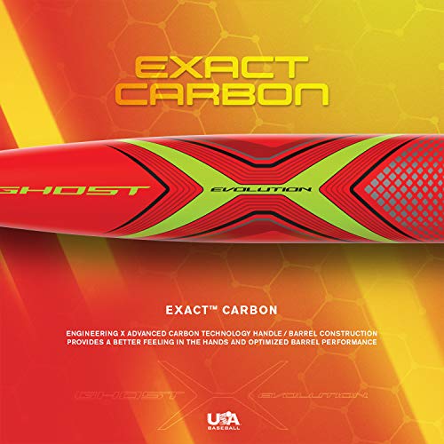 EASTON Ghost X Evolution -10 (2 5/8") USA Youth Baseball Bat | 32 inch / 22 oz | 2019 | 2 Piece Composite | CXN Evolution | EXACT Carbon | Speed End Cap | Lizard Skin Grip