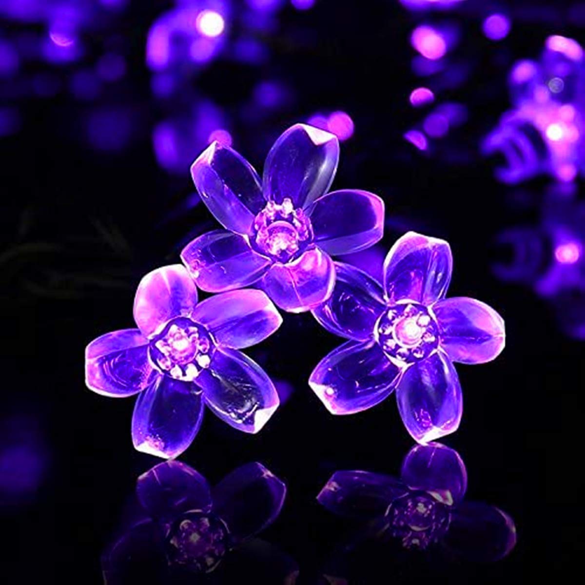 Flower String Lights, Christmas Lights 33 Ft 100 LEDs, 8 Modes Fairy String Lights with Tail Plug Connectable Cherry Blossom Lights for Christmas, Wedding, Party, Tree, Patio, Garden Decor (Purple)
