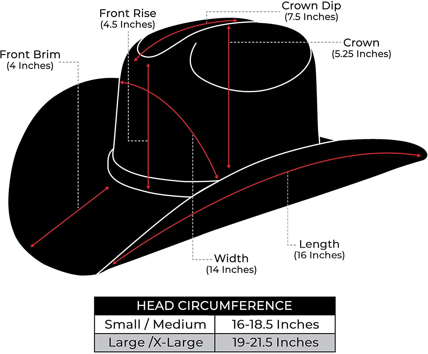Enimay Western Cowboy & Cowgirl Hat Pinch Front Wide Brim Style (Large | X-Large, Faux Felt Black)