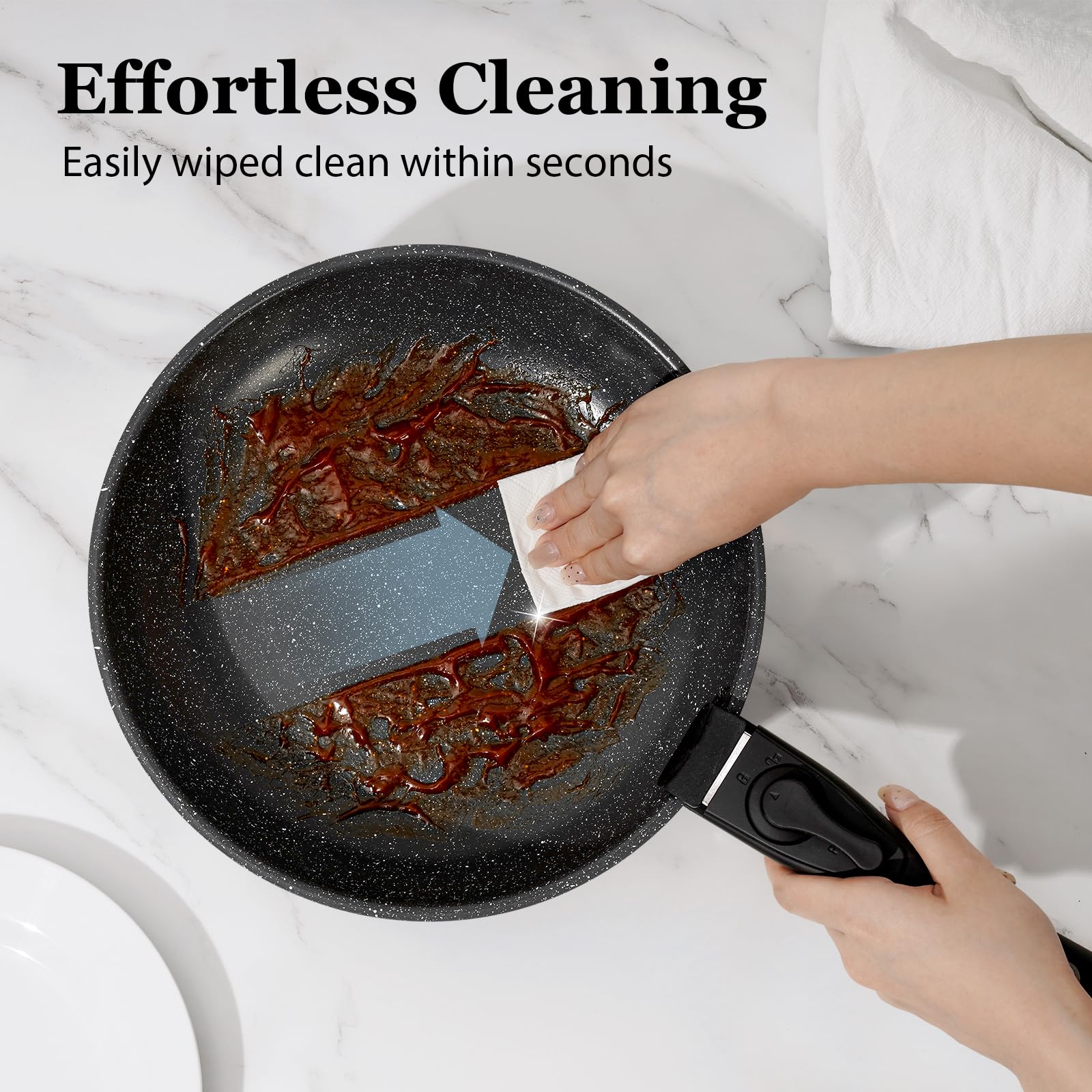 SODAY 15Pcs Pots and Pans Set Non Stick, Cookware Sets with Detachable Handle, Nonstick RV Kitchen Cooking Set Removable Handles, Oven Safe, Induction Fast, Stackable Non-stick Set, Black
