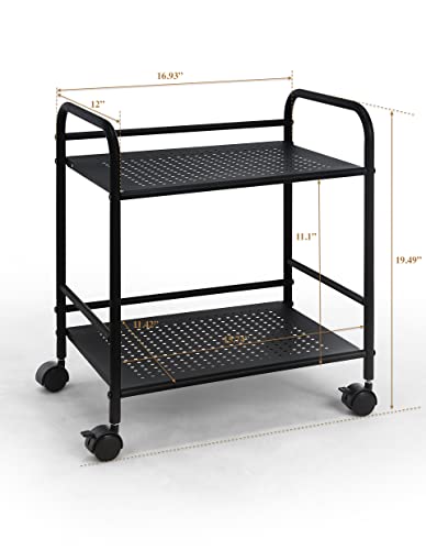 SunnyPoint Minimalist Style Utility Rolling Shelf Cart (BLK)