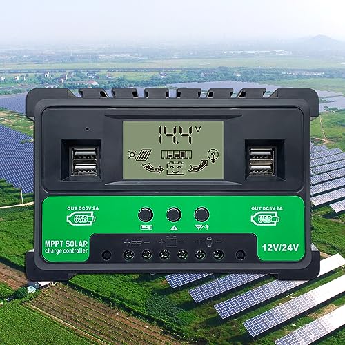 FLTXNY POWER PV MPPT Charge Controller 60A 12V 24V Auto Solar Panels Battery Regulator Boost Photovoltaic System 720W-1440W Charging Regulators LCD Display for Lithium Battery
