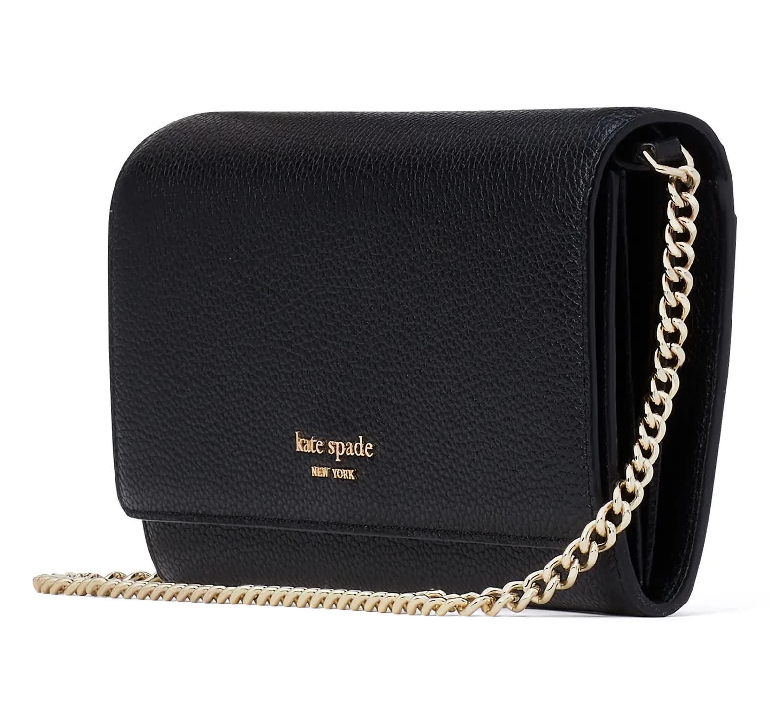 Kate Spade Roulette Pebble Leather Wallet On A Chain Crossbody, Black