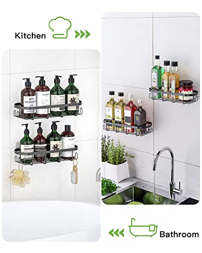 Uamector Shower Caddy, Adhesive Shower Shelves 3 Pack, Shower Organizer No Drilling, Rustproof Stainless Steel Soap Holder for Shower Wall, Wall Mounted Shower Shelf for Inside Shower, Black