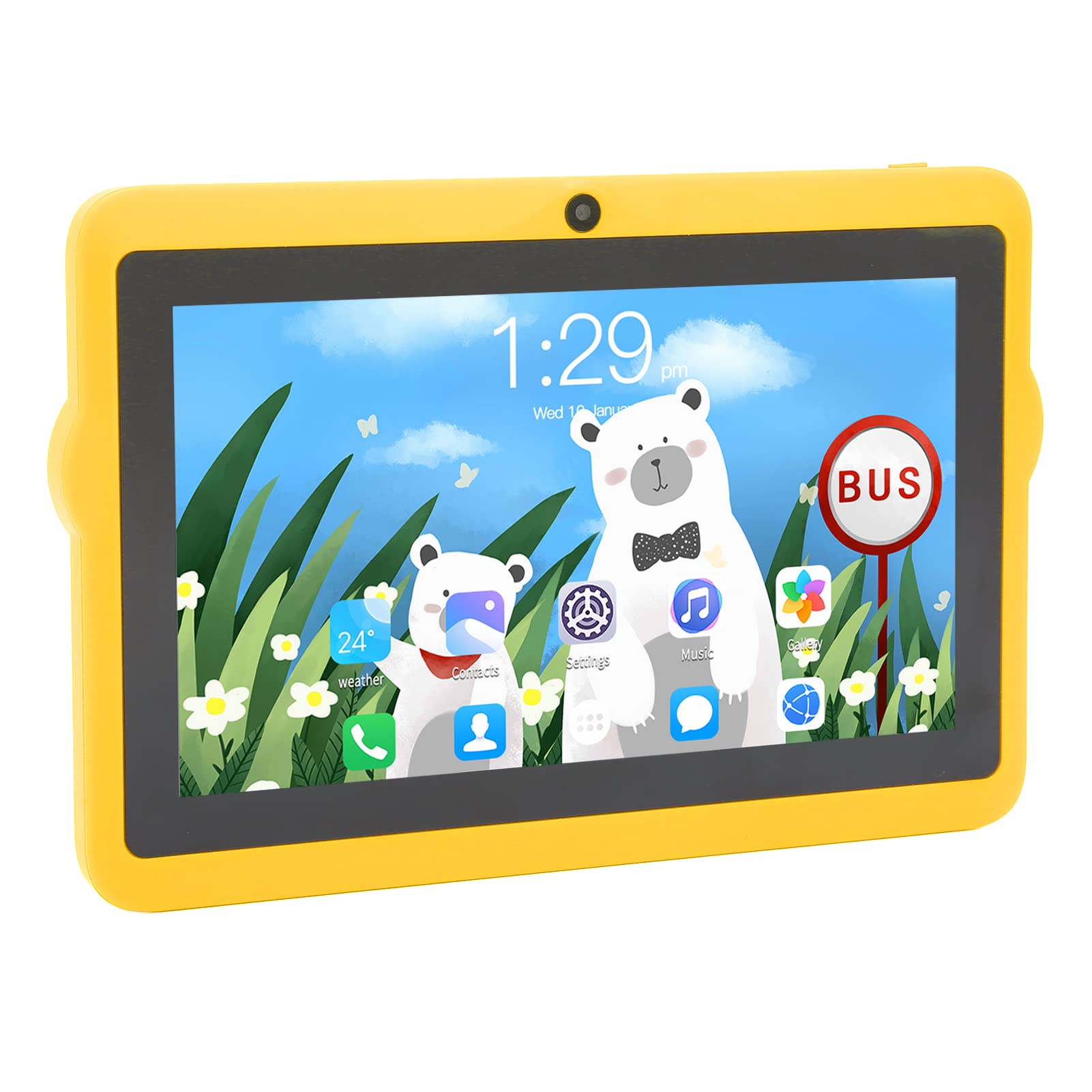 Kids Tablet for 10, 7 inch Eye Protection Touch Screen, Dual Camera, 2GB RAM 32GB ROM, 5G WiFi Dual Band, 8 Cores CPU, Kid Proof Case (Yellow)